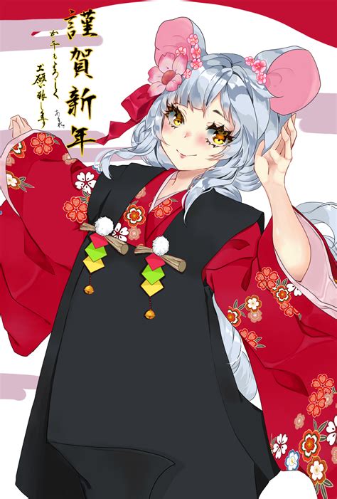 女の子 ねずみ イラスト