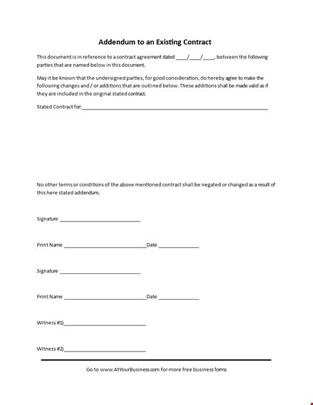 Contract Amendment Form