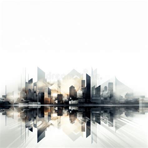 Cityscape On White Copy Space Colorful Prism Style Background Stock