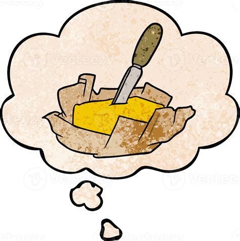 Cartoon Butter With Thought Bubble In Grunge Texture Style 40269099 Png
