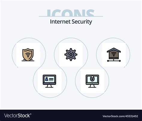 Internet Security Line Filled Icon Pack 5 Icon Vector Image