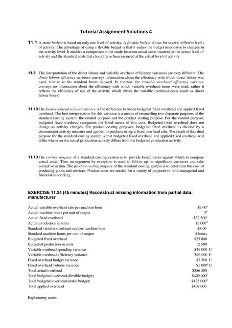 Tutorial Work 4 Tutorial Assignment Solutions 4 Tutorial