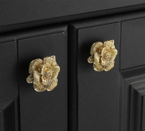Flower Solid Brass Cabinet Knob Handles Drawer Pulls Knobs Dresser Pulls Gold Cupboard Pulls
