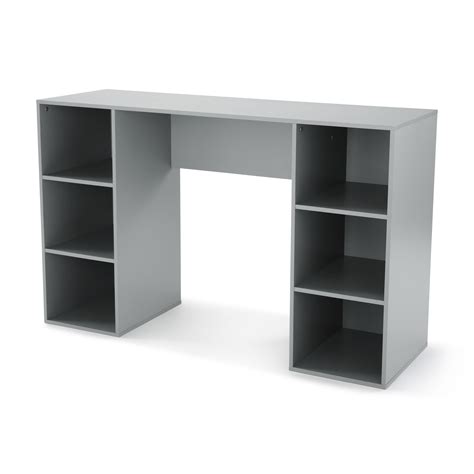 Mainstays 6 Cube Storage Computer Desk Gray
