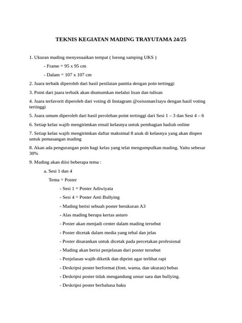 Fix Teknis Kegiatan Mading Trayutama Periode 2425 Pdf