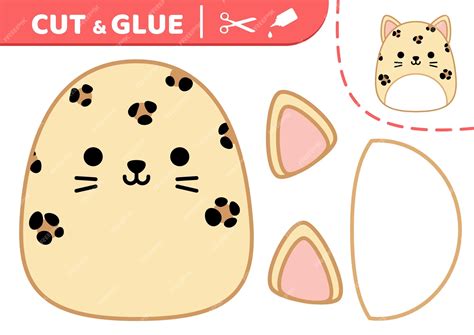 Premium Vector Leopard Squishmallow Cut And Glue Applique Paper Game