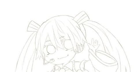 初音ミク 線画 あっぷるちーのイラスト Pixiv