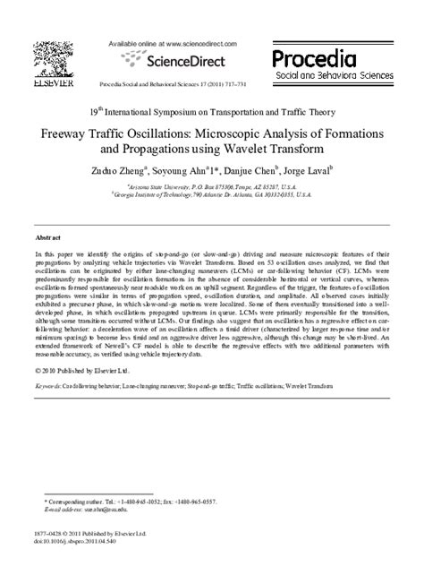 Pdf Freeway Traffic Oscillations Microscopic Analysis Of Formations And Propagations Using