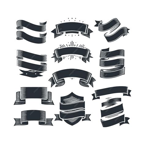 Vector De Conjunto De Banderas De Silueta De Cinta Vector Premium