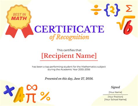 Mathematics Achievement Certificate Templates Edit Online And Download