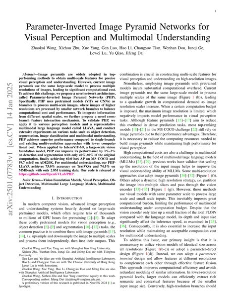 Pdf Parameter Inverted Image Pyramid Networks For Visual Perception