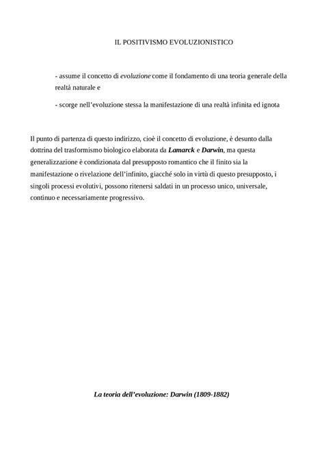 Charles Darwin Positivismo Evoluzionistico Docsity