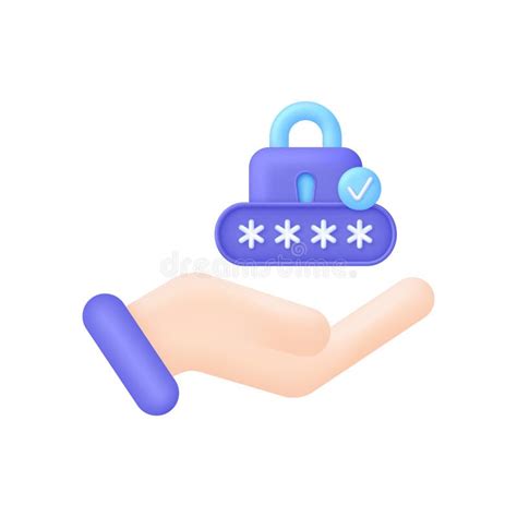 3d Hand Is Holding Locked Padlock And Password Cyber Security To