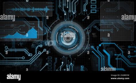 Animation Of Motherboard And Circular Scanner Processing Data On Interface With Stock Video