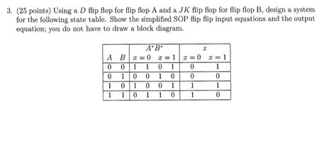 solved 3 25 points using a d flip flop for flip flop a