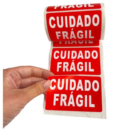 Etiquetas Cuidado Fragil Rolo Adesivos Couche PROMOÇÃO Shopee Brasil