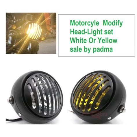 Motorcycle Headlight Grill Prison Chopper Bobber Headlamp For Harley