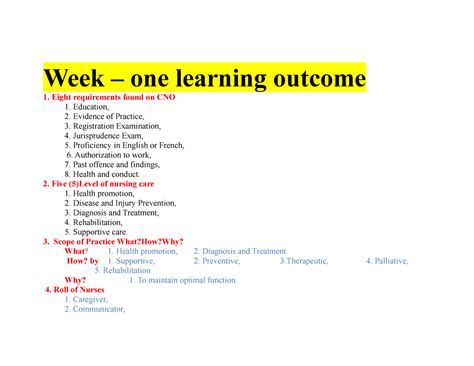 Ppg Learning Outcome And All Reading Meterial For Final Term Week