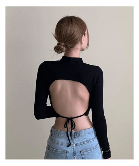 당일발송주문폭주 백리스 반목폴라 긴팔티 여리핏 몸매보정 섹시글램 핀터레스트옷 유니크 백오픈트임 유니크스우파코디연말룩할리우드등노출패션 에이블리