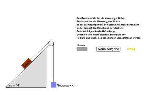 Schiefe Ebene Mit Gegengewicht GeoGebra