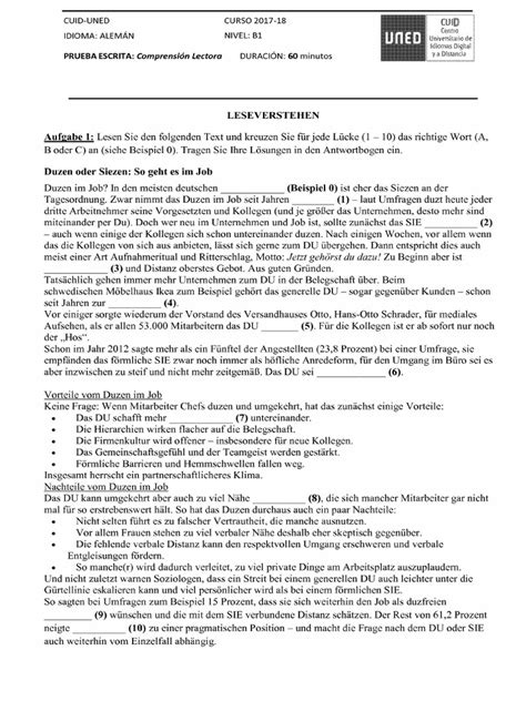 Examen Alemán B1 Cuid 201718 Pdf