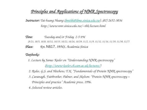 Ppt Principles And Applications Of Nmr Spectroscopy Dokumen Tips