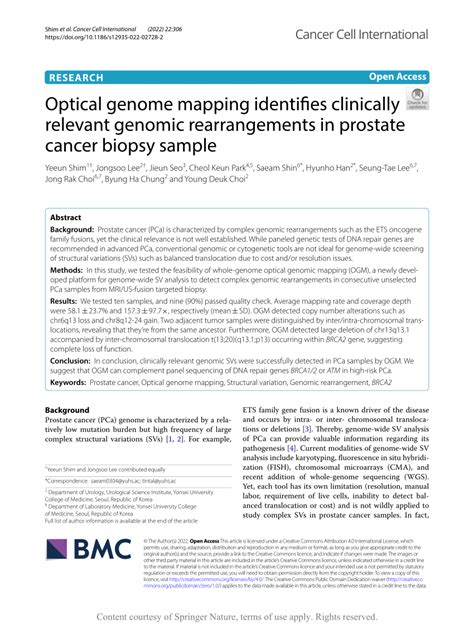 Pdf Optical Genome Mapping Identifies Clinically Relevant Genomic