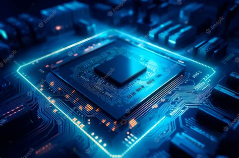 Cpu 고급 중앙 처리 장치 개념 네트워크 보안 마더보드 칩 기술 과학 배경 Ai 생성 선택적 포커스 프리미엄 사진