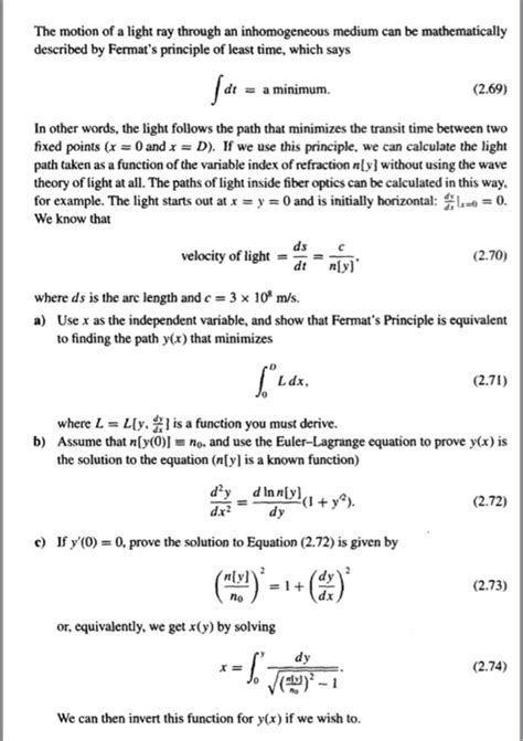 Fermat S Principle Problem Fermat S Principle And Chegg