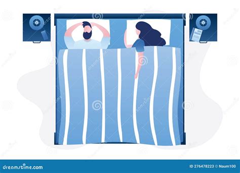 Love Couple Lying In Bed Woman And Man Sleeping Top View People