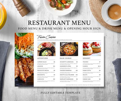 Modern Restaurant Menu Template Bundle Landscape Restaurant Menu
