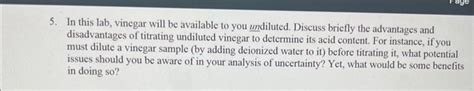 Solved In This Lab Vinegar Will Be Available To You Chegg