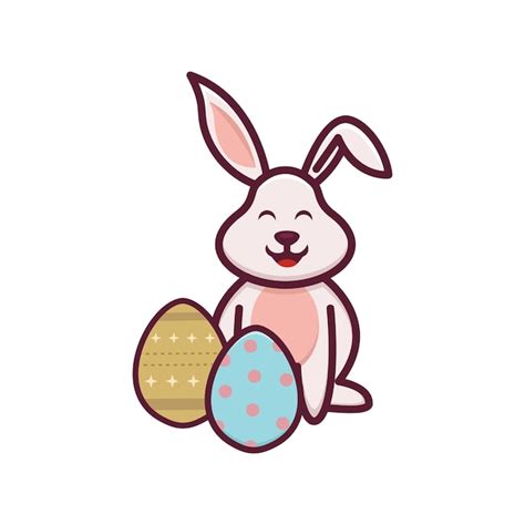 Premium Vector A Cartoon Rabbit With A Pink Face Sits With An Easter Egg In Its Paws