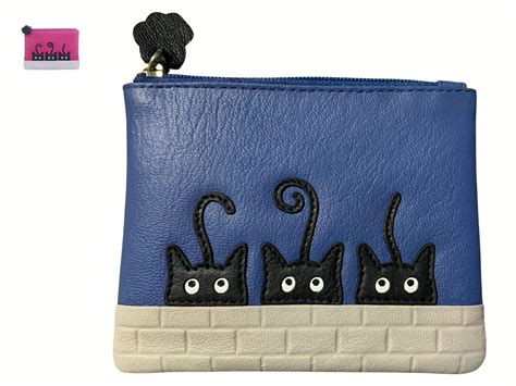 Soft Leather Black Cats Coin And Card Rfid Purse Etsy
