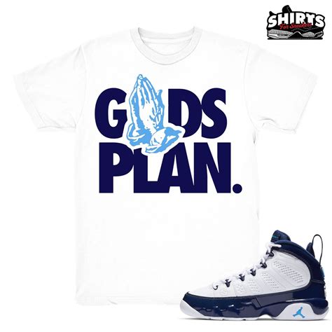 Unc 9 Shirt Drake Gods Plan Match Retro 9 Unc 2020 White Tee Shirts