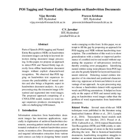 Pos Tagging And Named Entity Recognition On Handwritten Documents Acl