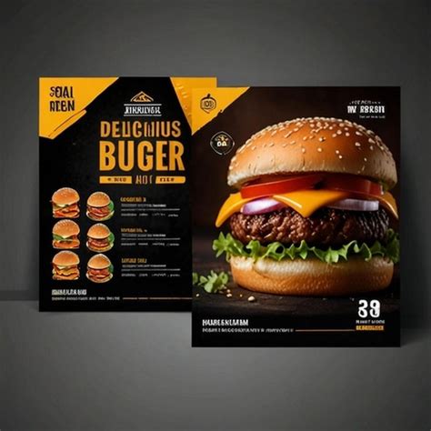 Modelo De Banner De Mídia Social De Menus De Hambúrgueres E Alimentos Deliciosos Imagem