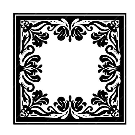 Premium Vector A Simple And Minimalist Square Floral Classic Frame Border With A Stencil