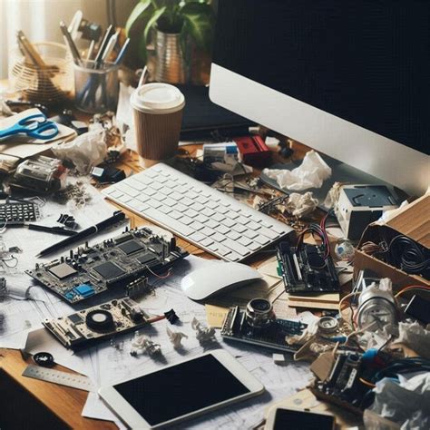 A Messy Desk Premium Ai Generated Image