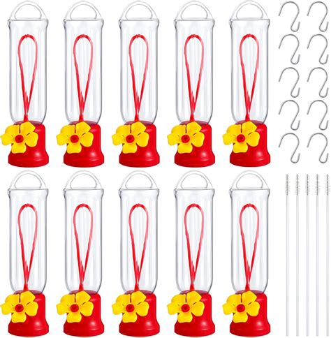 Sunnyray 10 Pack Small Hummingbird Feeder for Outdoors Mini Plastic ...