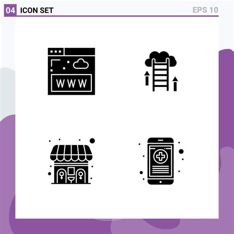Group Of 4 Solid Glyphs Signs And Symbols For Communications Public