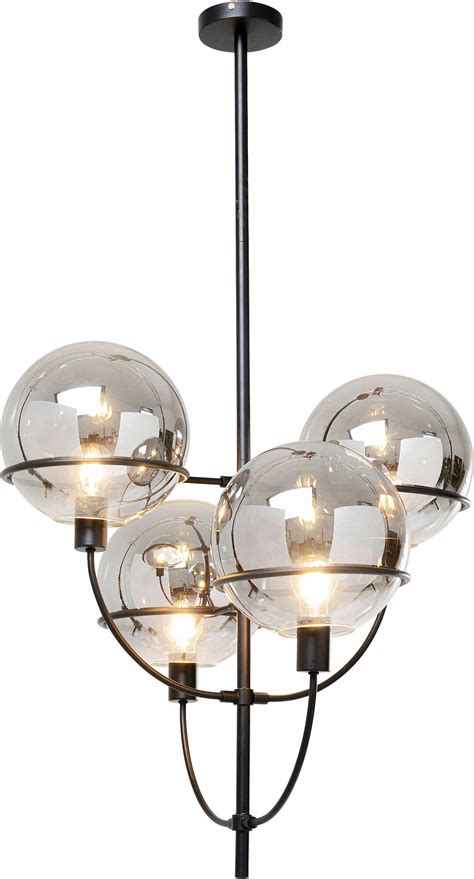Lampa wisząca Lantern 4rs 68x120 cm czarna klosze szklane KARE