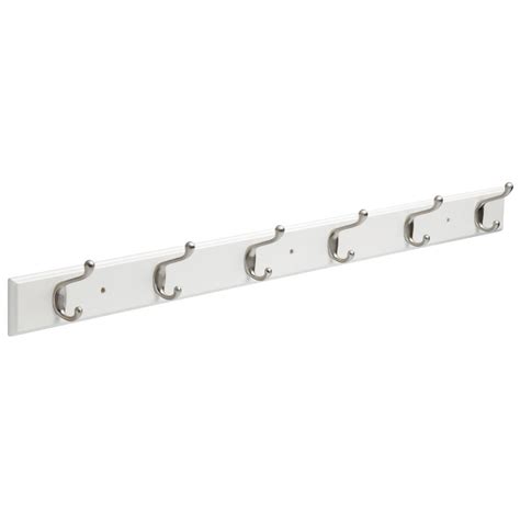 Liberty 45 In White And Satin Nickel Heavy Duty Coat And Hat Hook Rack