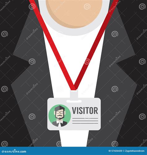Flat Design Visitor Pass Stock Vector Illustration Of Lanyard 57426420
