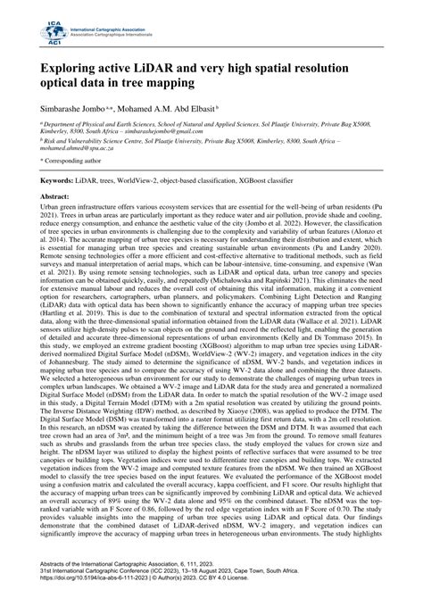 pdf exploring active lidar and very high spatial resolution optical
