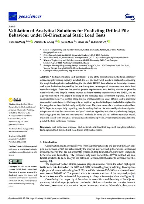 pdf validation of analytical solutions for predicting drilled pile