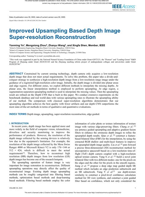 PDF Improved Upsampling Based Depth Image Super Resolution Reconstruction