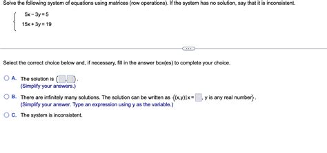 Solved 5x3y 515x 3y 19 Select The Correct Choice Below Chegg