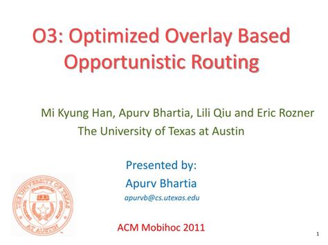 PPT O3 Optimized Overlay Based Opportunistic Routing PowerPoint