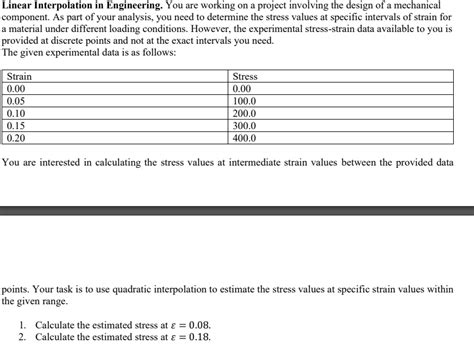 SOLVED Linear Interpolation In Engineering You Are Working On A